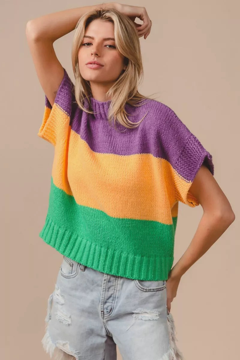 BiBi Mardi Gras Color Block Drop Shoulder Sweater Top ONLINE EXCLUSIVE ...