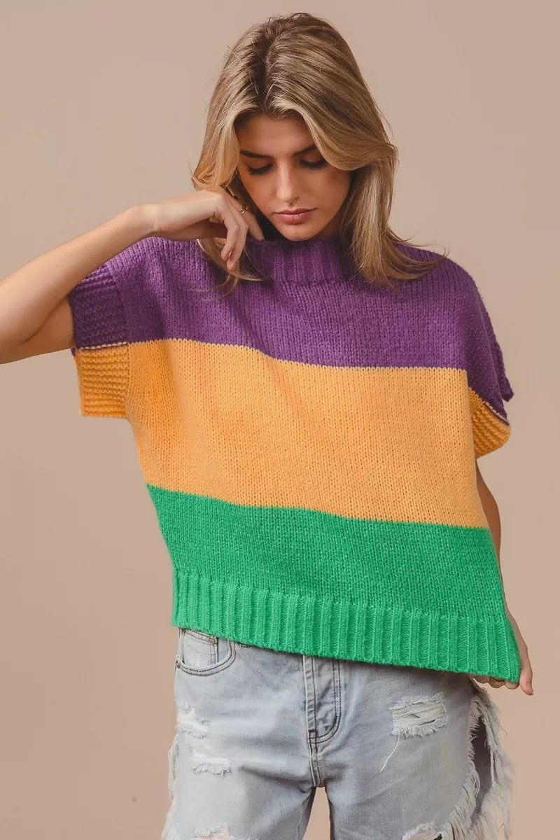 BiBi Mardi Gras Color Block Drop Shoulder Sweater Top ONLINE EXCLUSIVE ...