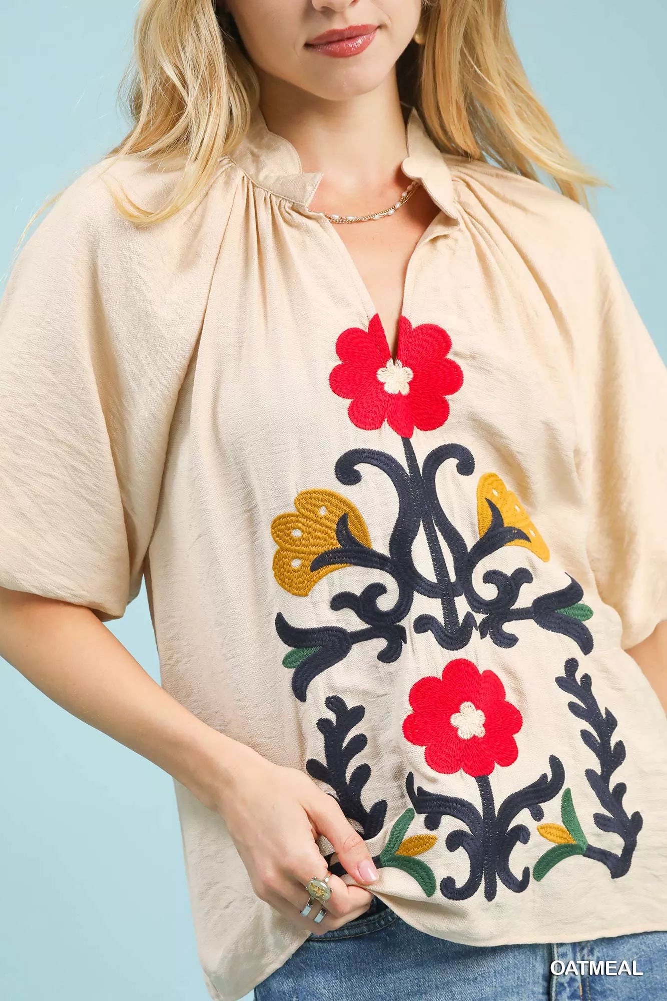 Umgee Embroidered Boho Puff Sleeve Blouse – Jaded the Boutique