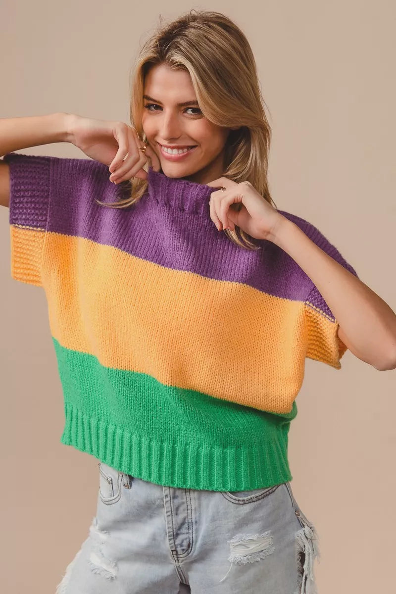 BiBi Mardi Gras Color Block Drop Shoulder Sweater Top ONLINE EXCLUSIVE ...
